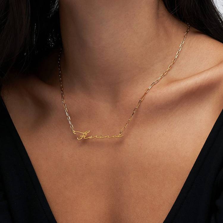 Signature Link Chain Name Necklace in Gold Plating - Theo Grace