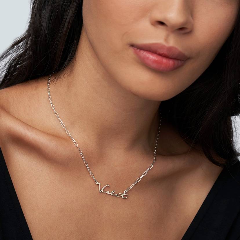 Signature Link Chain Name Necklace in Sterling Silver - Theo Grace