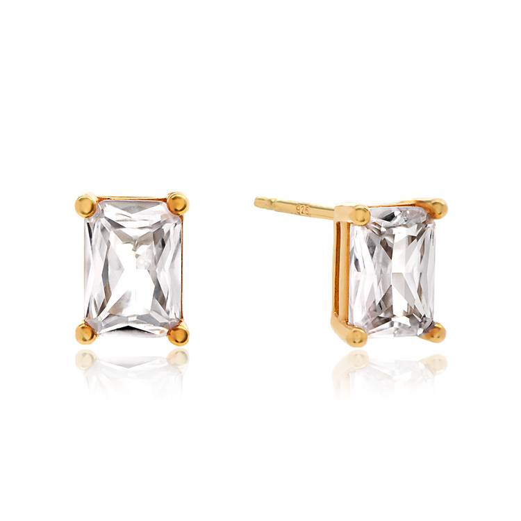 Lorelai Rectangle Stud Earrings in 18K Gold Plating - Theo Grace