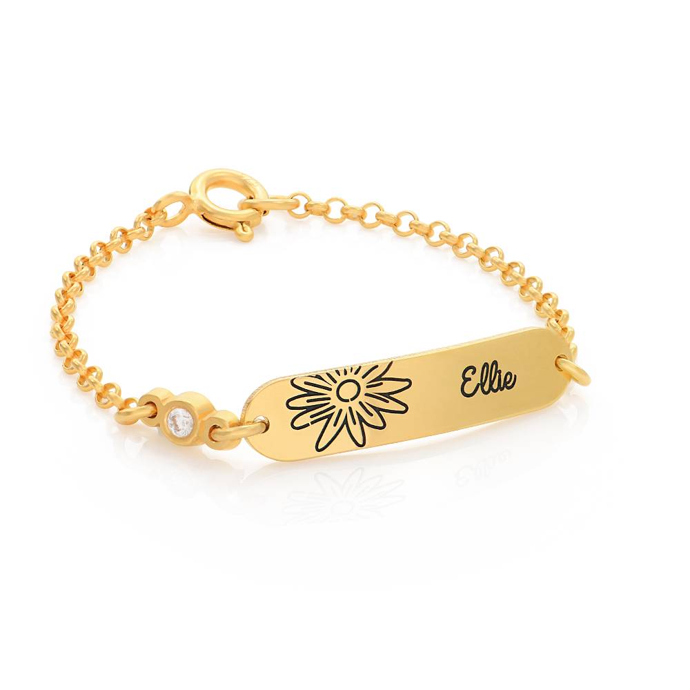 Lyla Baby Name Bracelet with Birth Flower and Stone in Gold Plating ...