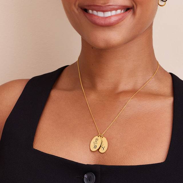 Prairie Birth Flower Initial Necklace in Gold Vermeil - Theo Grace