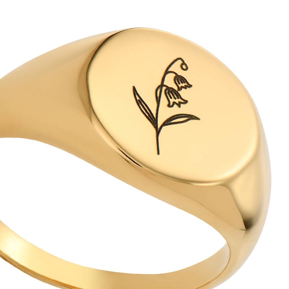 Prairie Birth Flower Signet Ring in 18K Gold Vermeil - Theo Grace ...