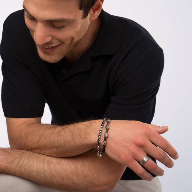 Men's Brown Braided Leather Bracelet with Stainless Steel Engravable ...