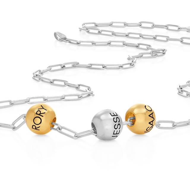 Mixed Metals Balance Bead Necklace with Sterling Silver Link Chain ...