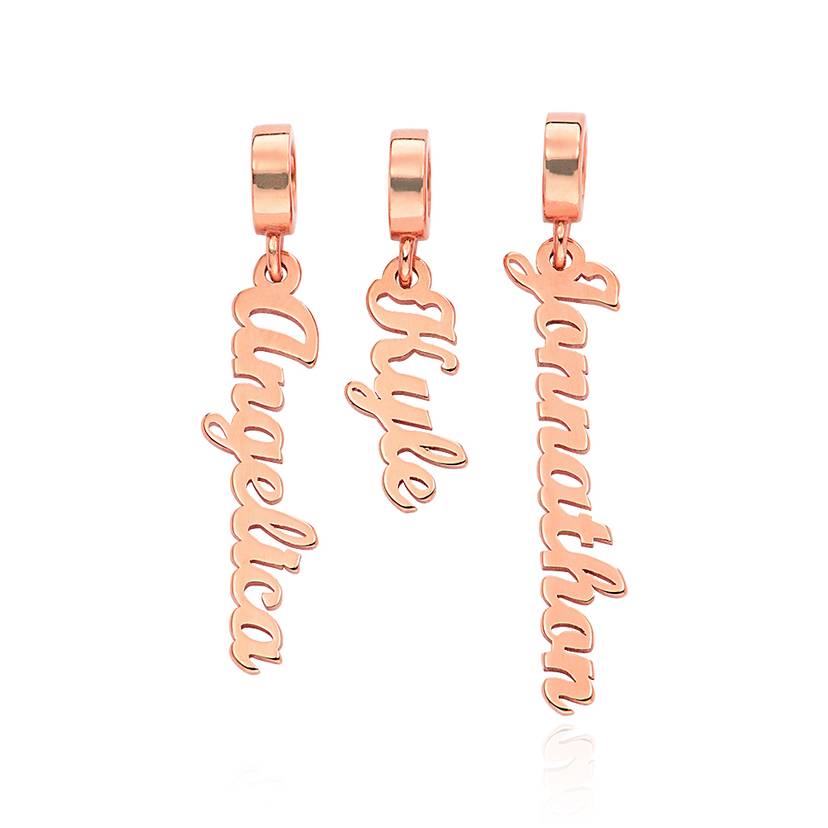 Modern Vertical Name Pendant in Rose Gold Plating - Theo Grace