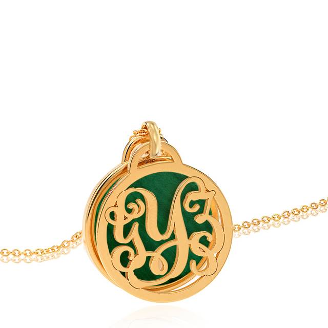 Monogram Initials Necklace with Semi Precious Stone in Gold Vermeil ...