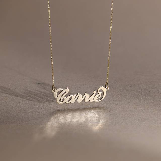 Carrie Name Necklace in 14K Solid Yellow Gold - Theo Grace (Formerly MYKA)