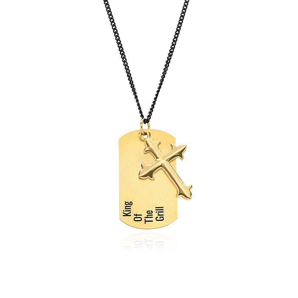 Personalized Cross Dog Tag Necklace for Men in Gold Plating - Theo Grace