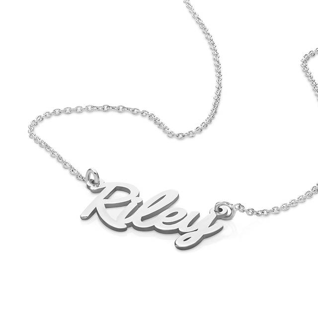 Personalized Cursive Name Necklace in 10K Solid White Gold - Theo Grace