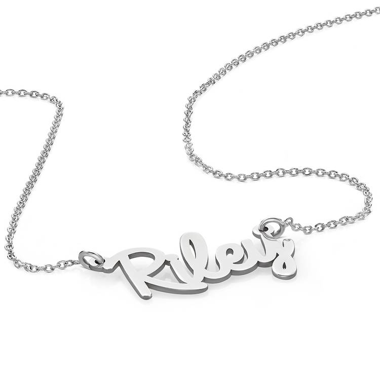 Personalized Cursive Name Necklace in 14K Solid White Gold - Theo Grace ...