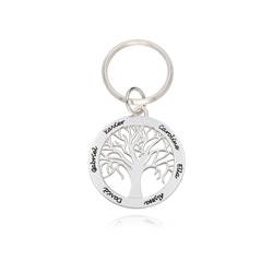 Personalized Family Tree Keychain in Sterling Silver - Theo Grace