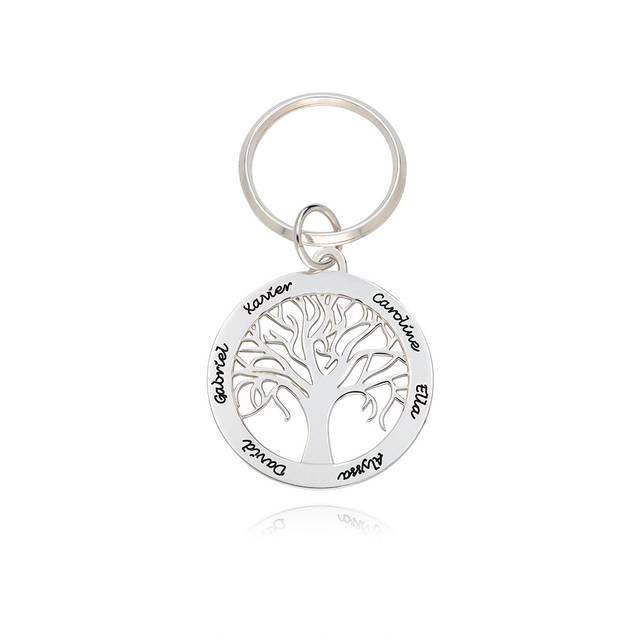 Personalized Family Tree Keychain in Sterling Silver - Theo Grace