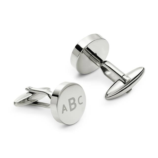 Personalized Round Letter Cufflinks in Stainless Steel - Theo Grace ...