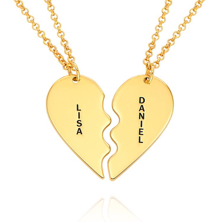 Personalized Two Souls One Heart Necklace Set in 18K Gold Plating ...