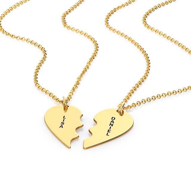 Personalized Two Souls One Heart Necklace Set in 18K Gold Plating ...