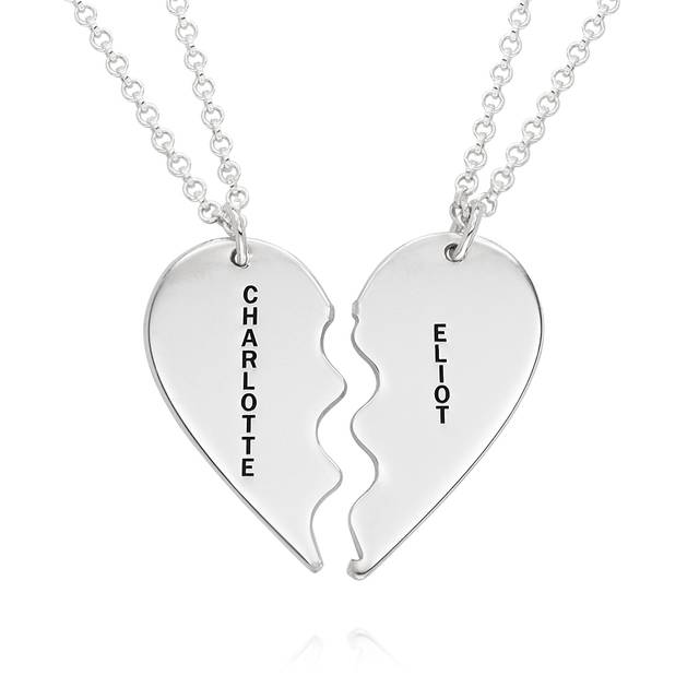 Personalized Two Souls One Heart Necklace Set in Sterling Silver - Theo ...