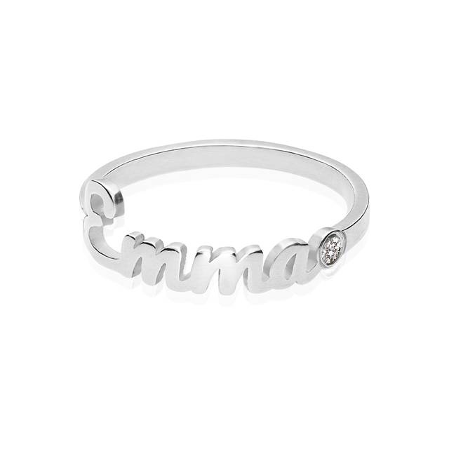 Script Name Ring with Diamond in Sterling Silver - Theo Grace (Formerly ...