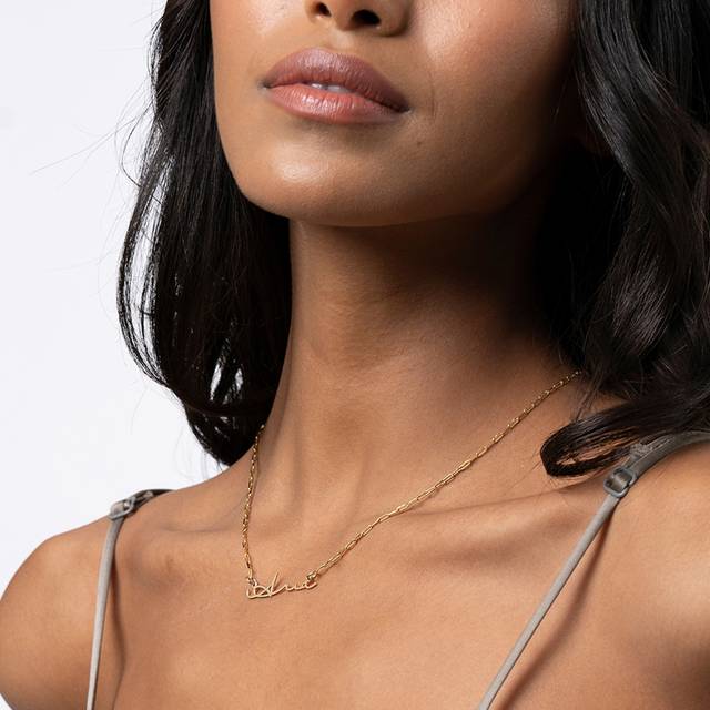 Signature Link Chain Name Necklace in 14K Solid Yellow Gold - Theo Grace