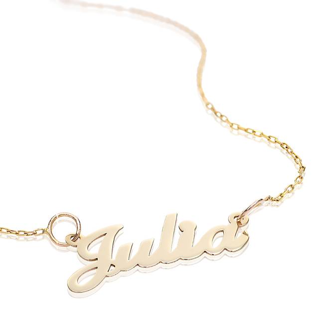 Hollywood Small Name Necklace in 14K Solid Yellow Gold - Theo Grace ...