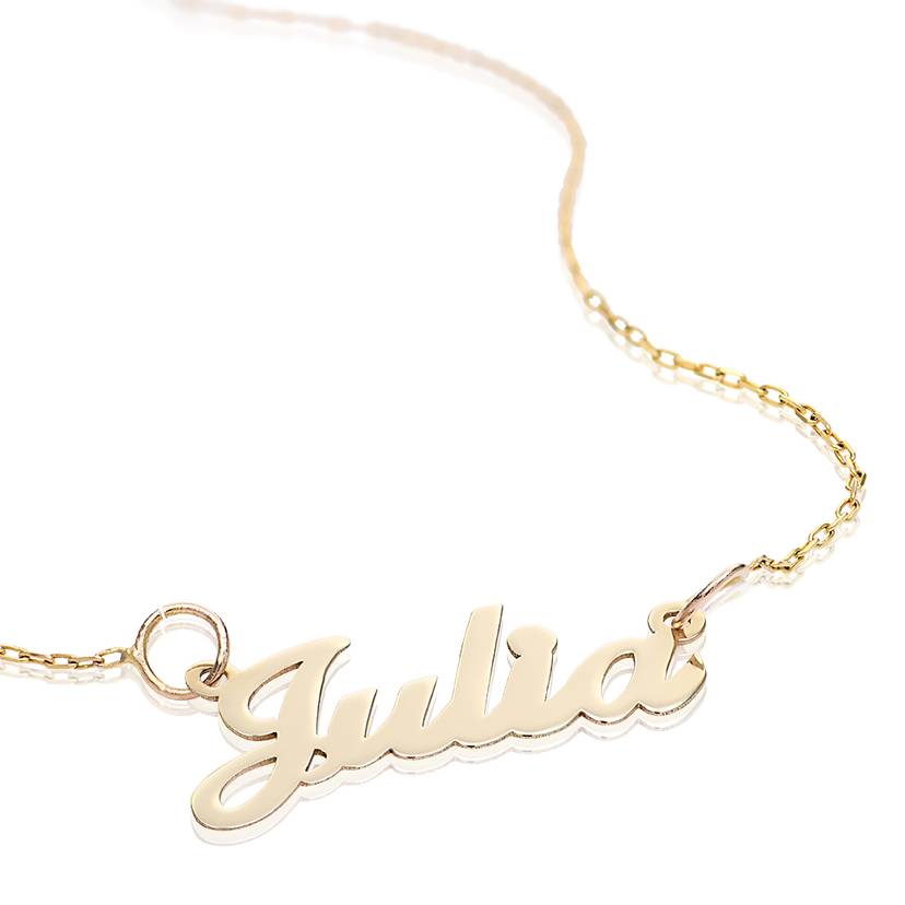 Hollywood Small Name Necklace in 14K Solid Yellow Gold - Theo Grace