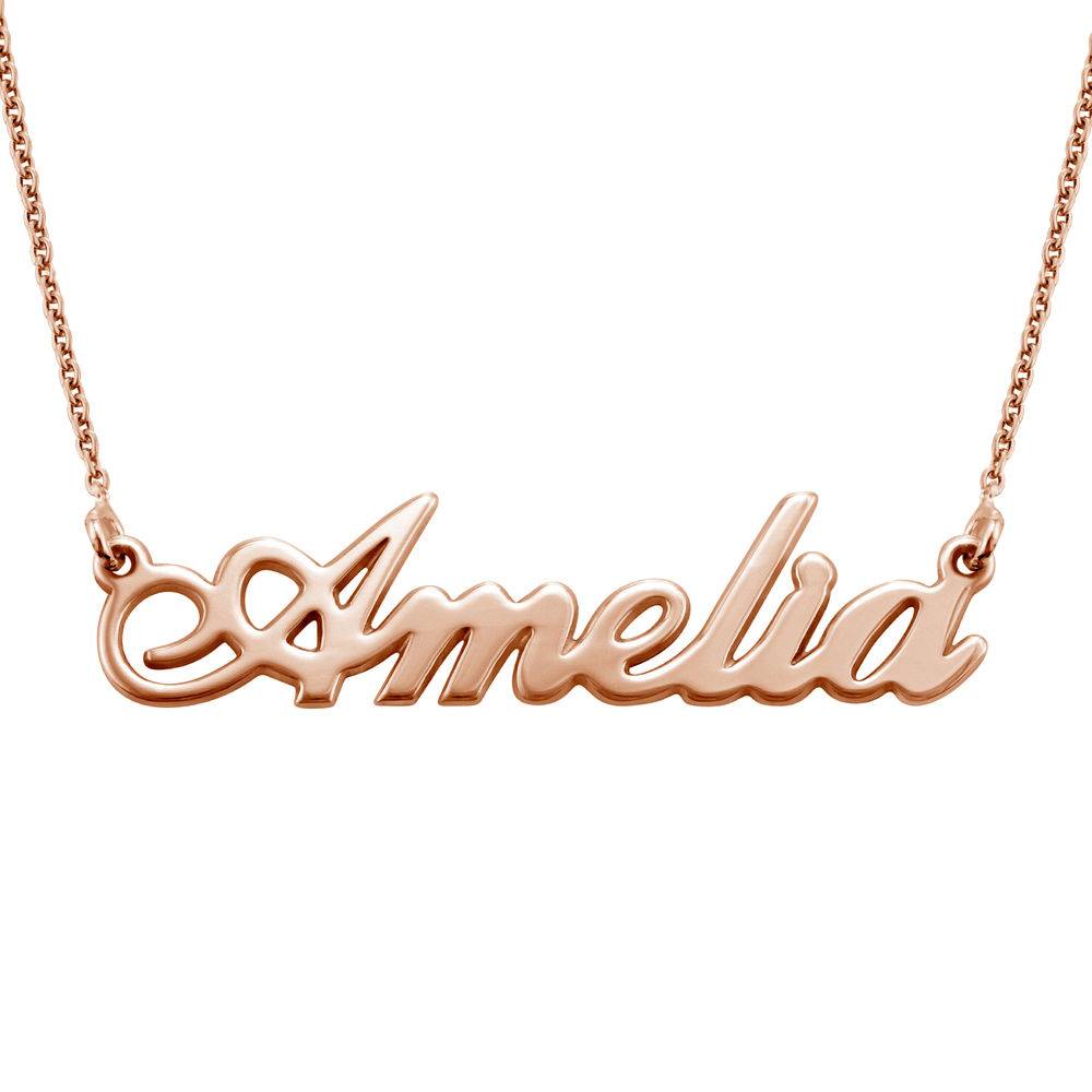 Hollywood Small Name Necklace in Rose Gold Plating - Theo Grace