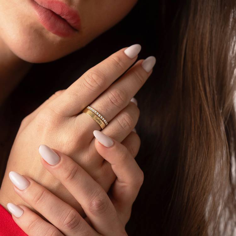 Sofia Double Band Ring with 0.15CT Diamonds in 18K Gold Plating - Theo Grace