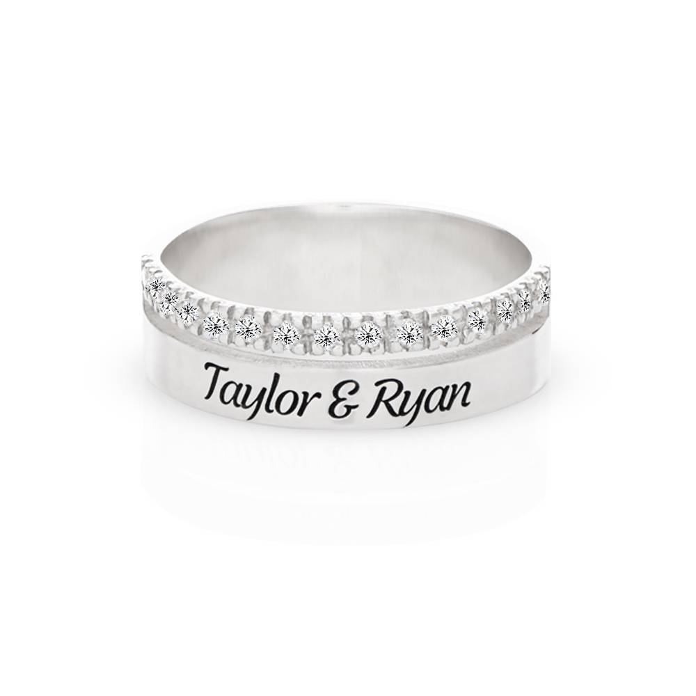 Sofia Double Band Ring with 0.15CT Diamonds in Sterling Silver - Theo Grace