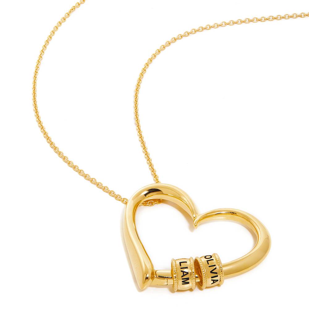 Charming Heart Necklace with Engraved Beads in Gold Vermeil - Theo Grace