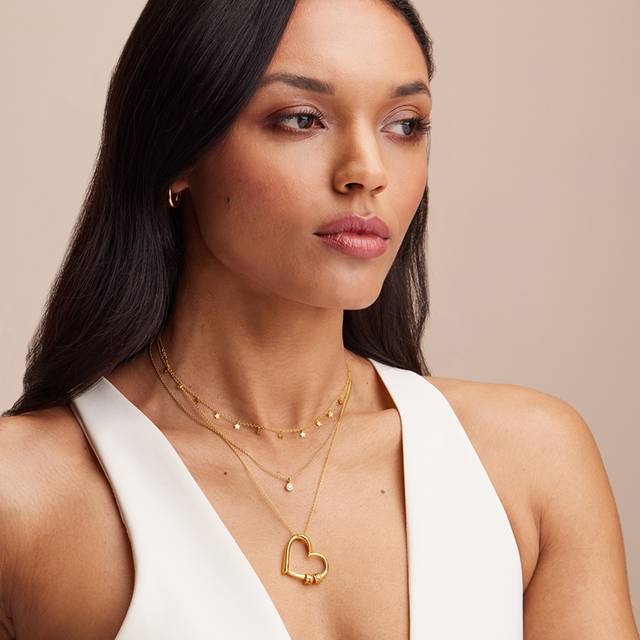 Charming Heart Necklace with Engraved Beads in Gold Vermeil - Theo Grace