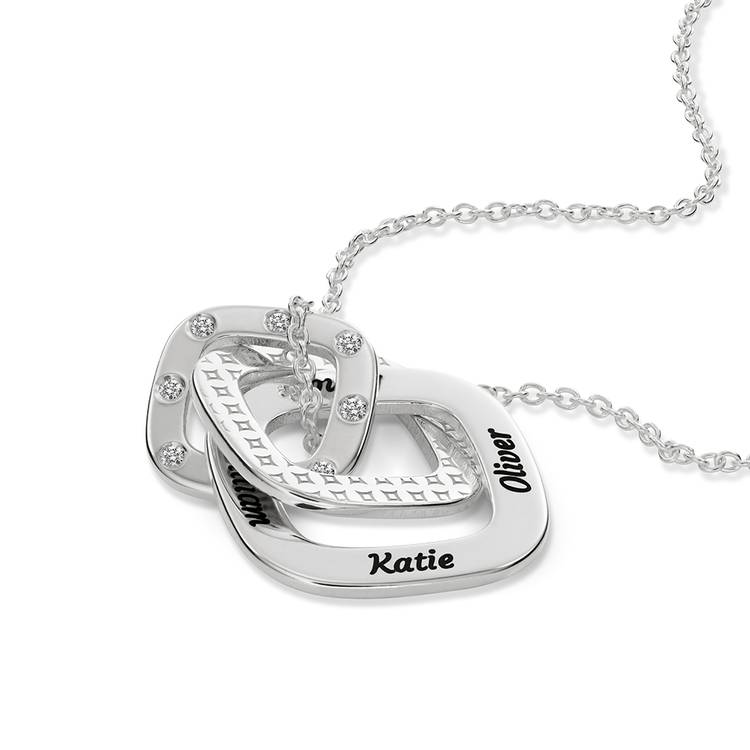 Teres Engraved Necklace with Diamonds in Sterling Silver - Theo Grace