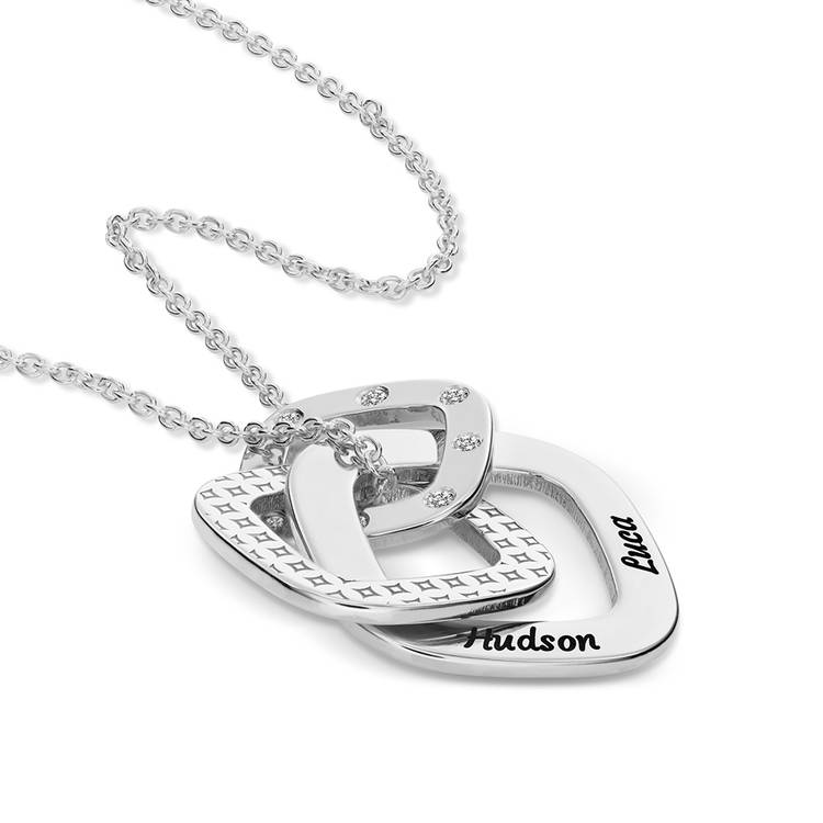 Teres Engraved Necklace with Diamonds in Sterling Silver - Theo Grace
