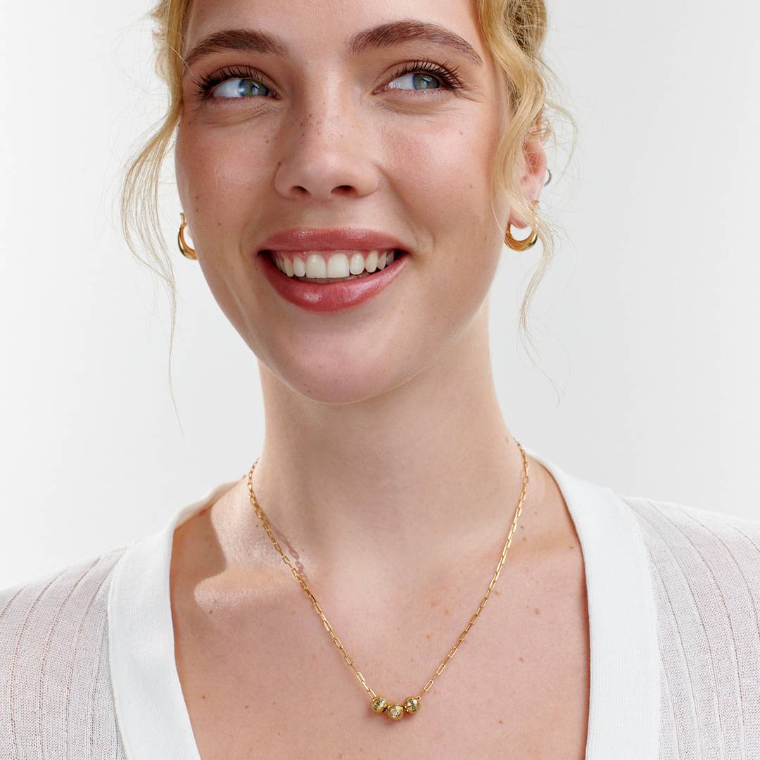 The Balance Bead Necklace with 0.08CT Diamond Bead in 14K Solid Yellow ...