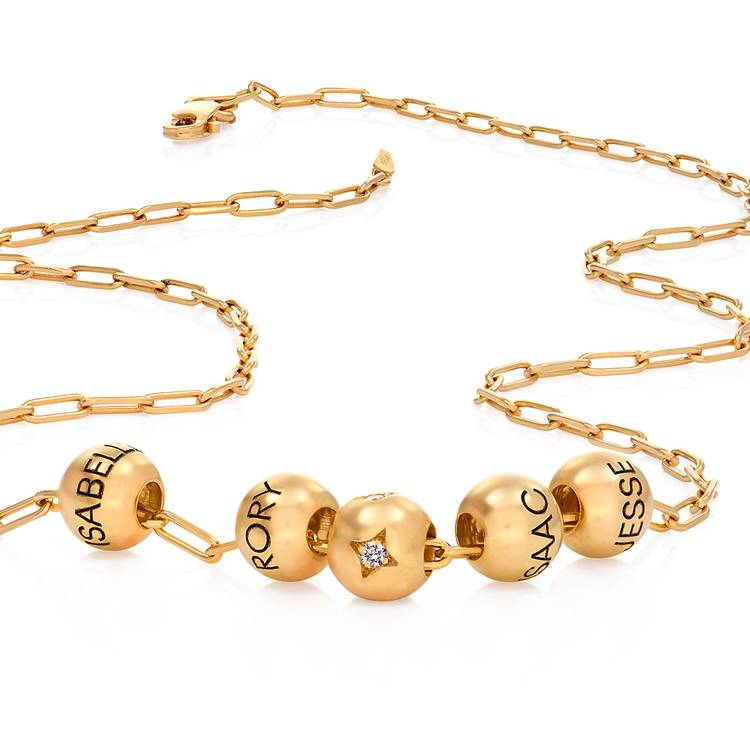 The Balance Bead Necklace with 0.08CT Diamond Bead in Gold Plating ...