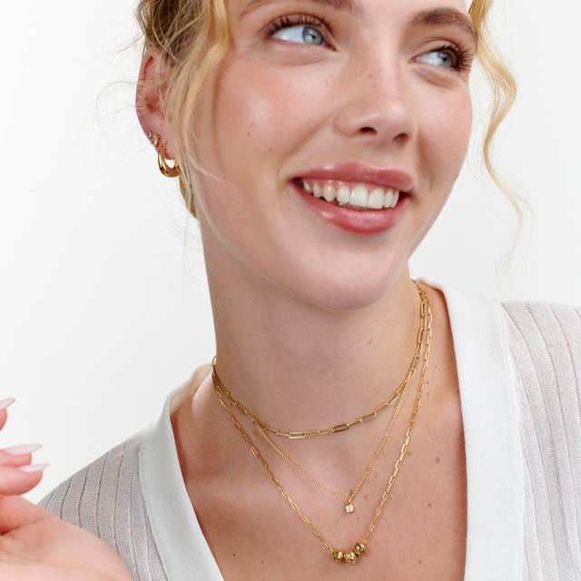 The Balance Bead Necklace with 0.08CT Diamond Bead in 18K Gold Vermeil ...