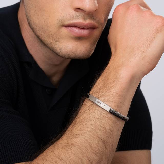 The Two Toned Leader Personalized Men's Cuff Bracelet in Stainless ...