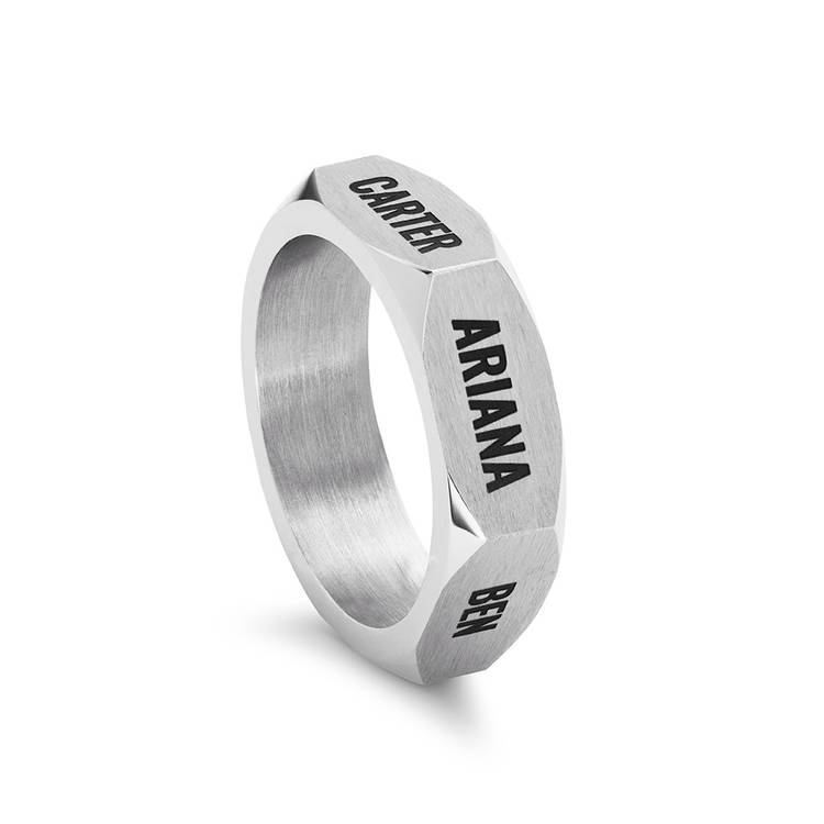 Titan Hexagon Ring for Men in Stainless Steel - Theo Grace