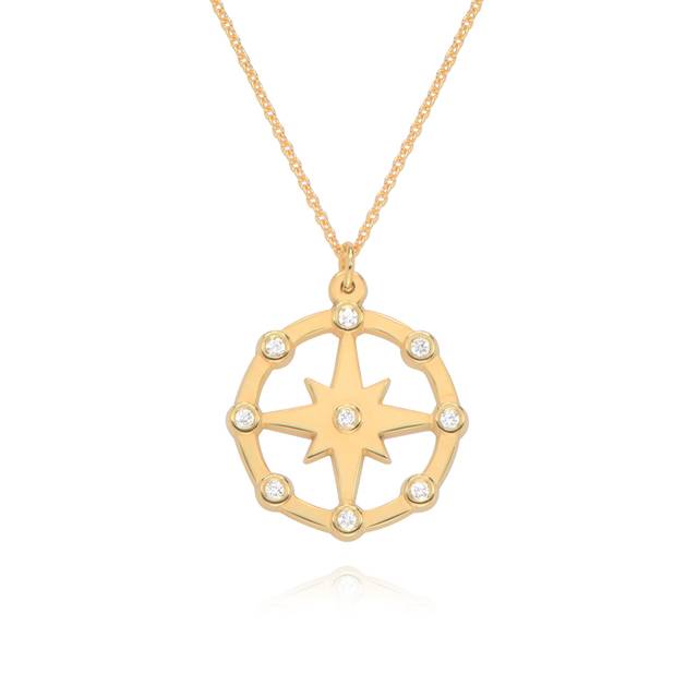 Twinkling Northern Star Necklace with Diamonds in 18K Gold Vermeil ...