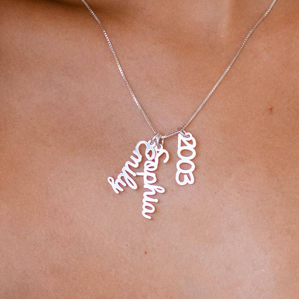 Vertical Cursive Name Necklace in Sterling Silver - Theo Grace ...