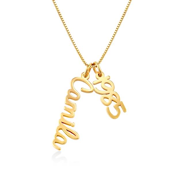 Vertical Name Pendant in Cursive in 18K Gold Vermeil - Theo Grace ...