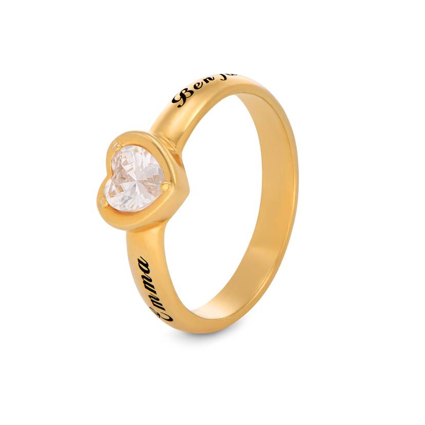 Vow Promise Ring with CZ Heart stone in 18K Gold Vermeil - Theo Grace