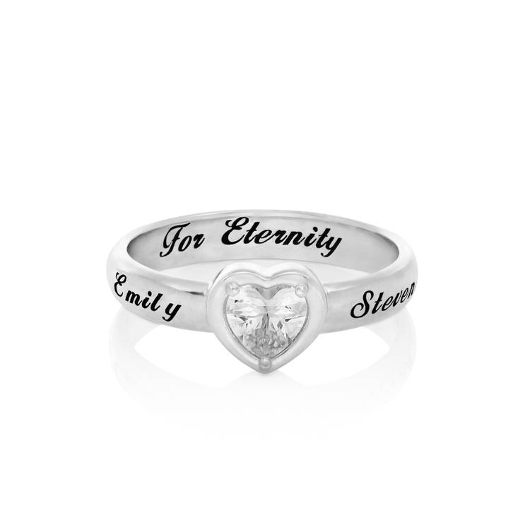 Vow Promise Ring with CZ Heart Stone in Sterling Silver - Theo Grace