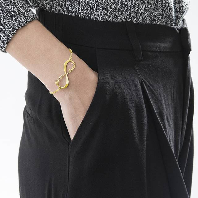 Personalized Infinity Name Bracelet in 14K Solid Yellow Gold - Theo Grace