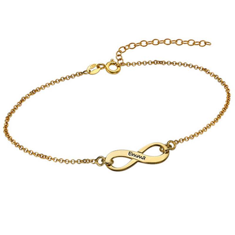 Engraved Infinity Bracelet in 18K Gold Plating - Theo Grace