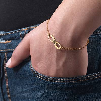 Engraved Infinity Bracelet in 18K Gold Plating - Theo Grace
