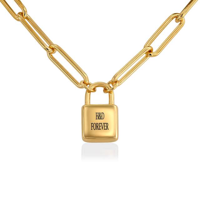 Allie Padlock Paperclip Chain Bracelet in Gold Vermeil - Theo Grace