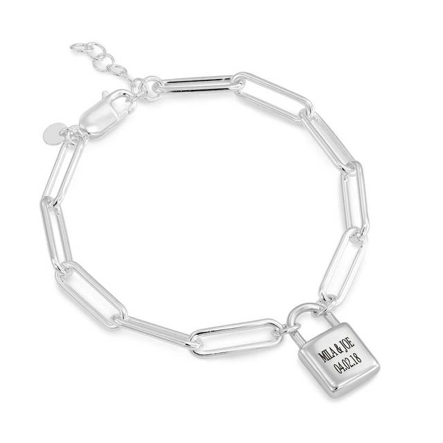 Allie Padlock Paperclip Chain Bracelet in Sterling Silver - Theo Grace