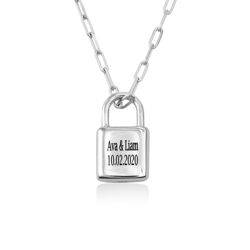 Allie Padlock Initials Link Necklace in Sterling Silver - Theo Grace