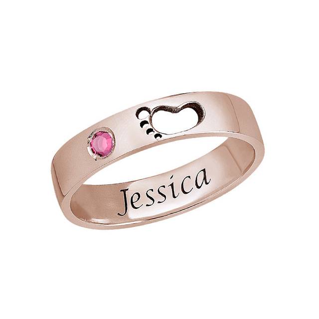 Baby Feet Ring with Inner Engraving in 18K Rose Gold Plating - Theo ...