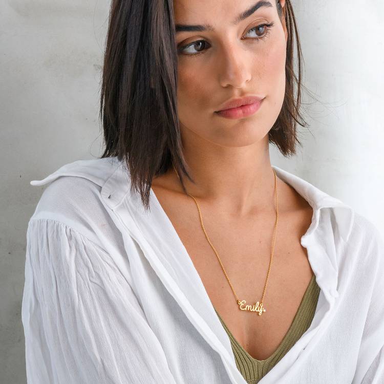 Personalized Cursive Name Necklace with Diamond in Gold Vermeil - Theo ...