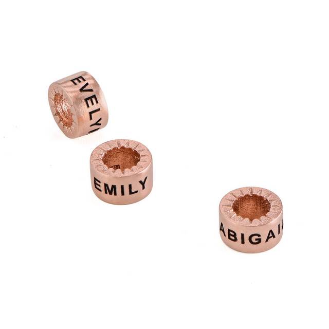 Custom Engraved Beads for Linda Jewelry in 18K Rose Gold Plating - Theo ...